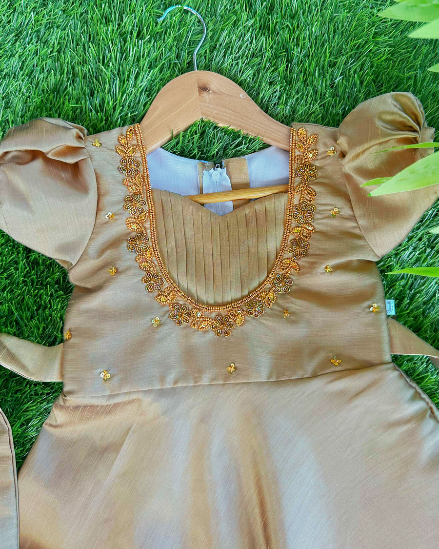 "Metallic Gold Shade Party Perfect Birthday Frock for Baby Girls ...
