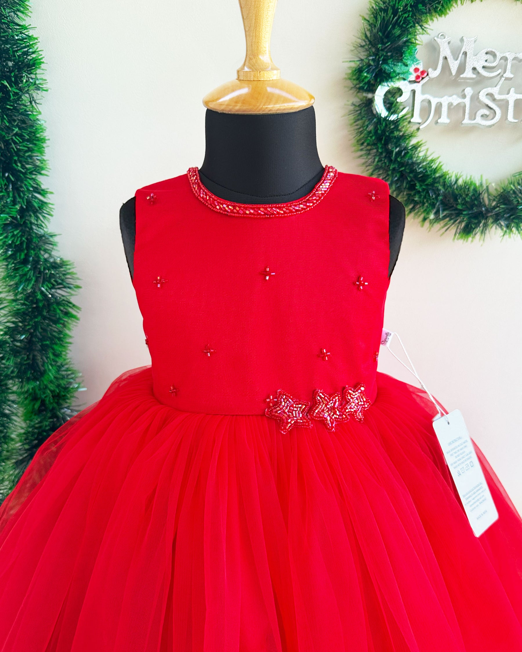 Red Shade Birthday Dress | Partywear Star Frock for Baby Girls ...