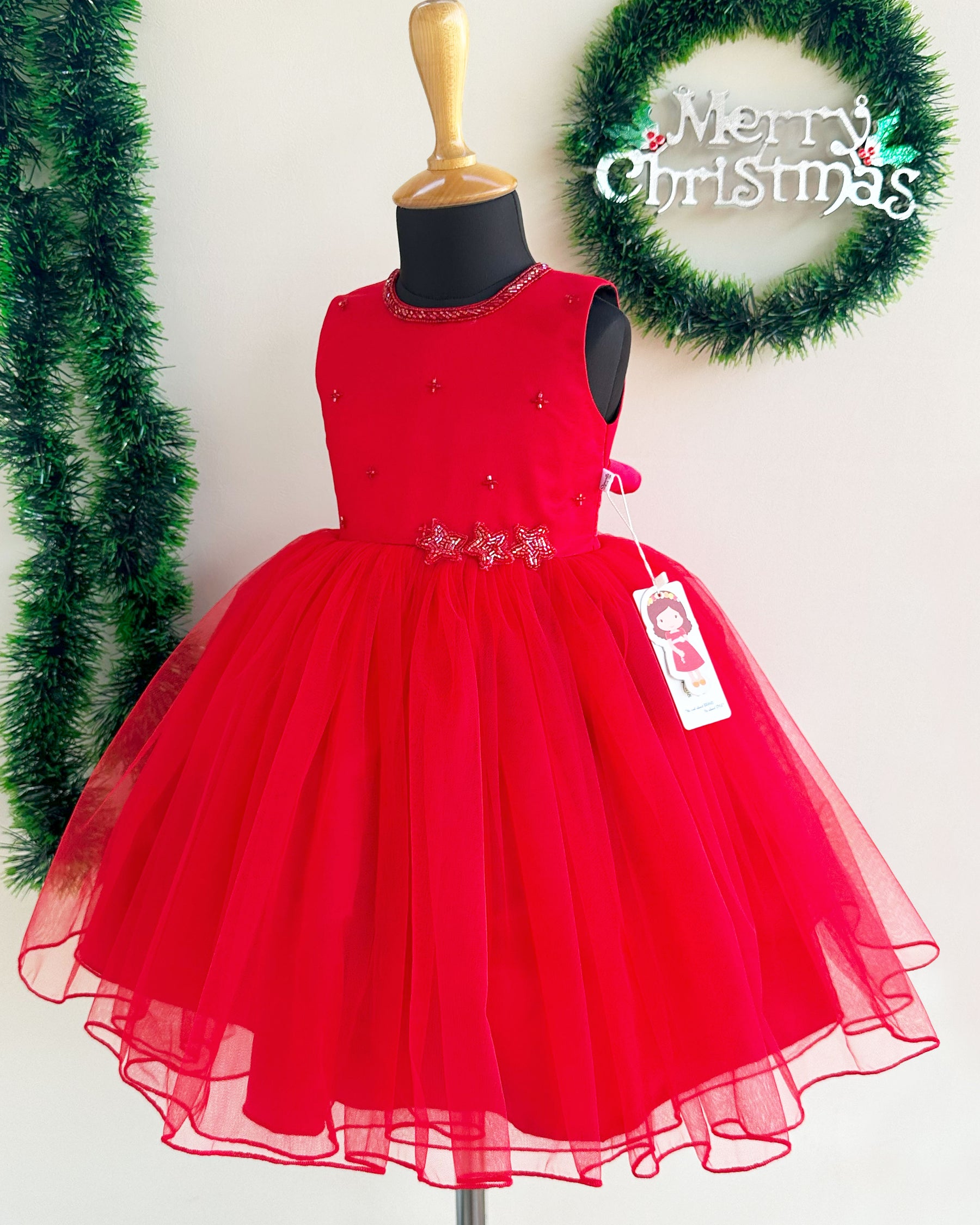 Red Shade Birthday Dress | Partywear Star Frock for Baby Girls ...