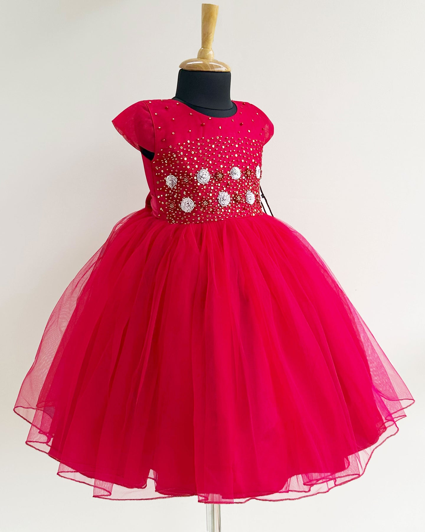"Ruby Red Sequence Embroidery Party Frock - Baby Girls Birthday Dress ...
