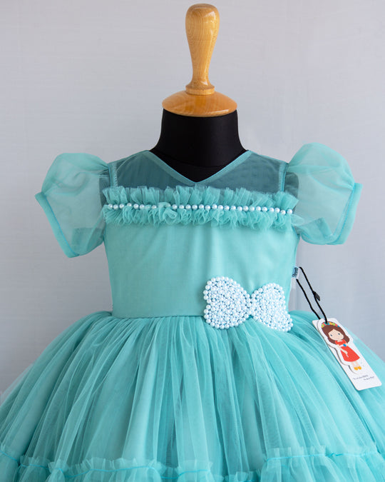 Baby Pink & Rany Pink combo Handwork Ruffles Frock - Matching hair cli ...